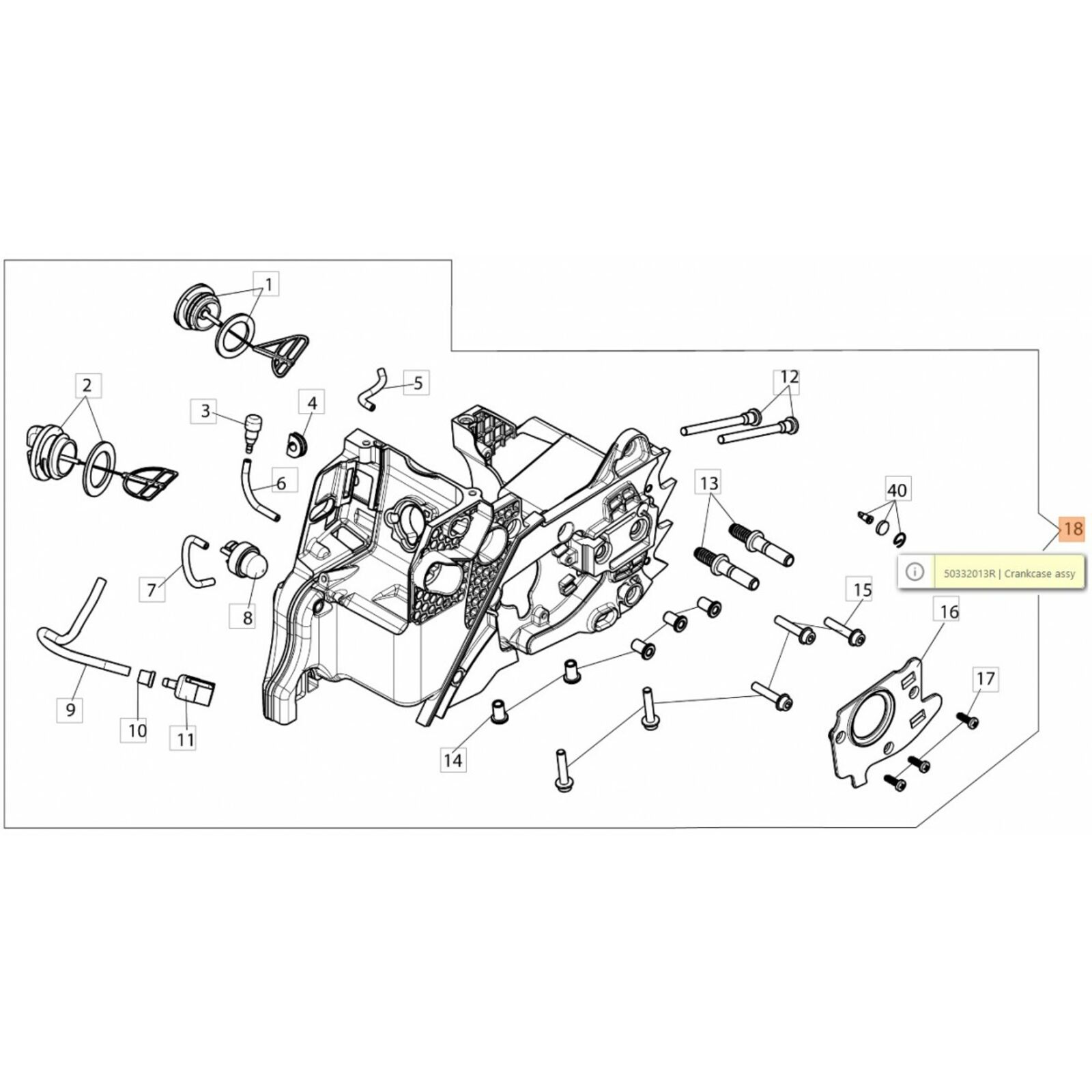 Oleo-Mac GSH400 forgattyúsház - üzemanyagtank | kertmotor.hu kertigépek, alkatrészek, stihl ...